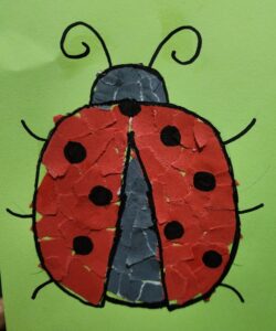 Torn Paper LadyBug craft